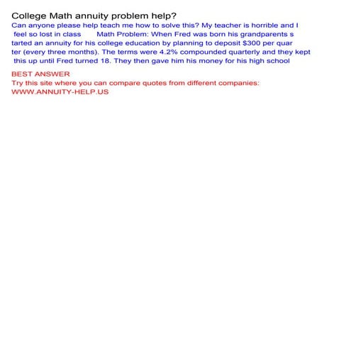 College Math annuity problem help? | PDF | College Planning | College ...