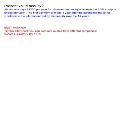 Present value annuity? | PDF | Life Insurance | Insurance