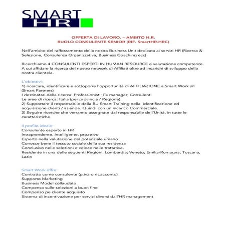OFFERTA DI LAVORO CONSULENTE HR | PDF