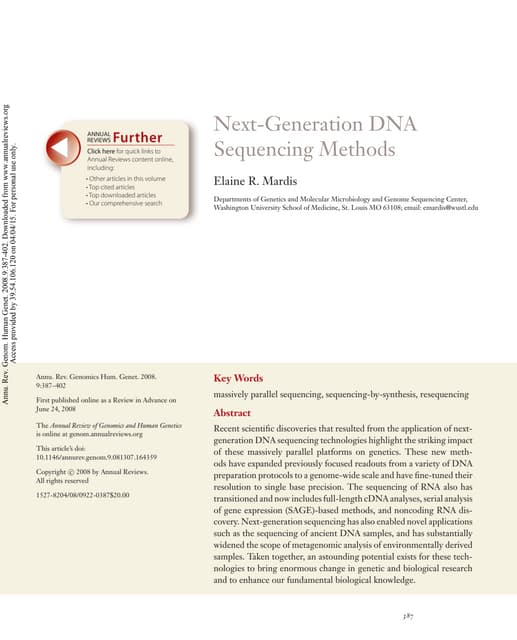 Next Generation Sequencing (NGS) | PPTX | Biological Sciences | Science
