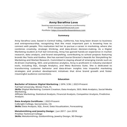 Anny Serafina Love - Marketing Resume 2025 | DOCX