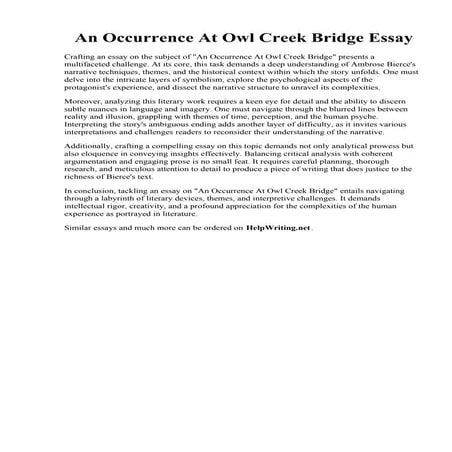 An Occurrence At Owl Creek Bridge Essay.pdf