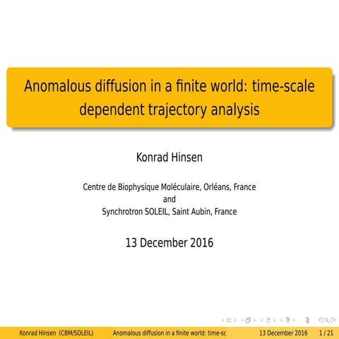 Anomalous Diffusion In A Finite World Time Scale Dependent Trajectory Analysis Ppt
