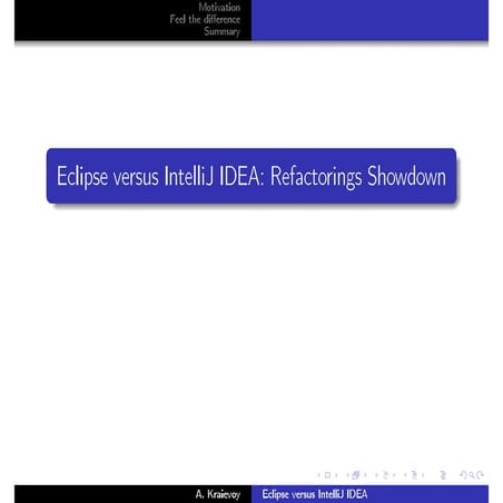 Eclipse Vs Intellij Idea Refactorings Showdown Ppt