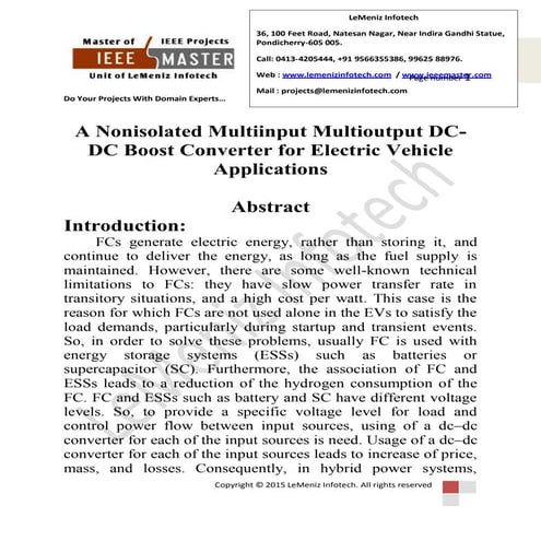 A non isolated multi input multi output dc–dc boost converter for electric vehicle applications ...