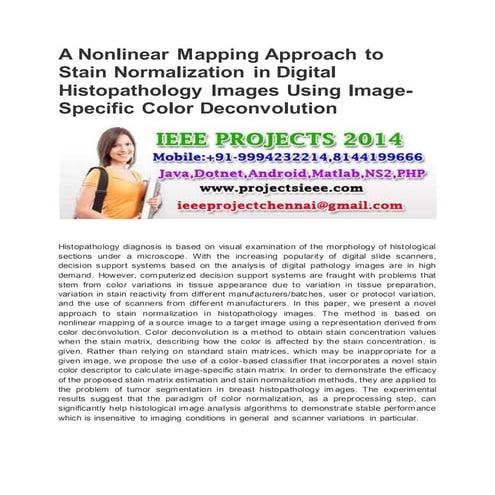 A nonlinear mapping approach to stain normalization in digital ...