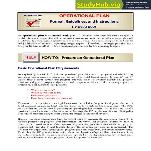 An Operational Plan | PDF