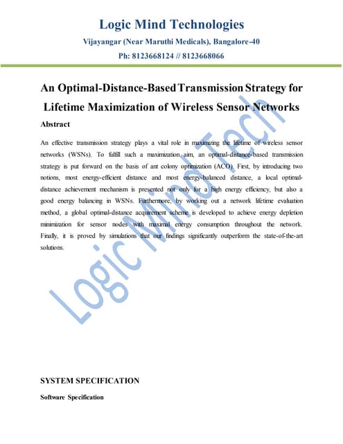 An Optimal Distance Based Transmission Strategy For Lifetime