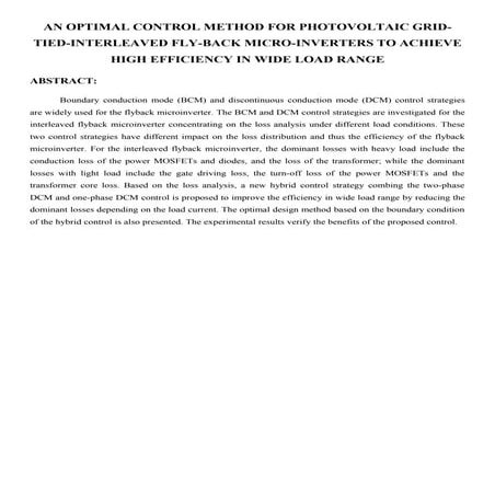 An optimal control method for photovoltaic grid tied-interleaved fly ...