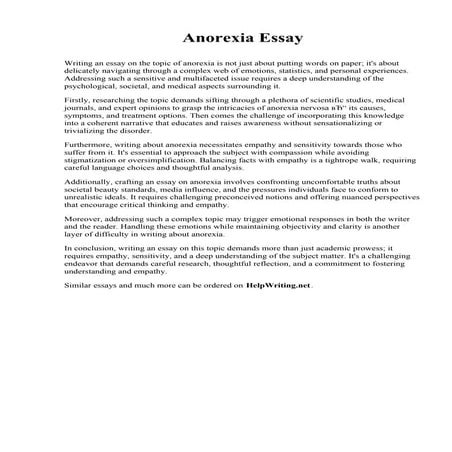 Anorexia Essays | PDF