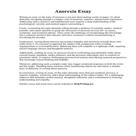 Anorexia Essay | PDF