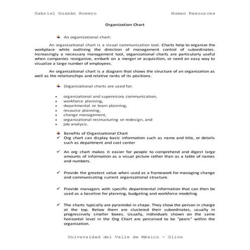 An organizational chart is a visual communication tool | DOCX ...