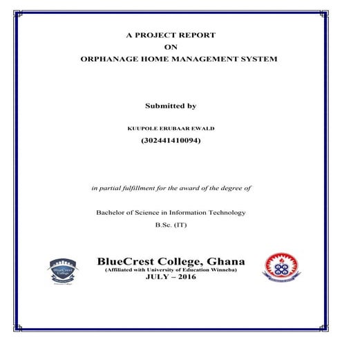 An orphanage home management system eek | PDF