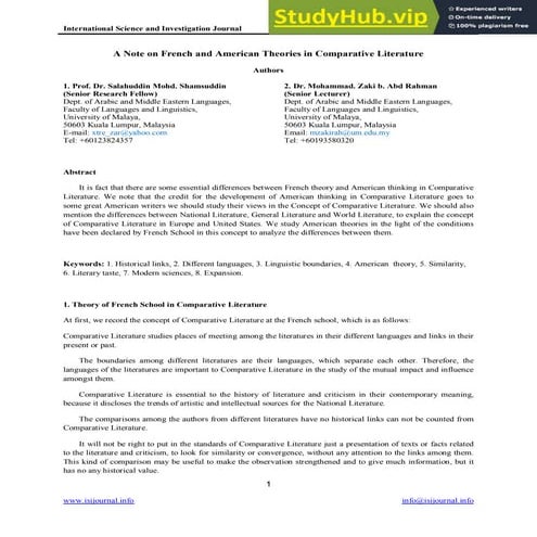 Concepts/ Definations and Function of Comparative Literature | PPTX