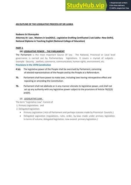 MALAYSIAN LEGAL SYSTEM Sources of law LEGISLATION Part 2 | PPTX