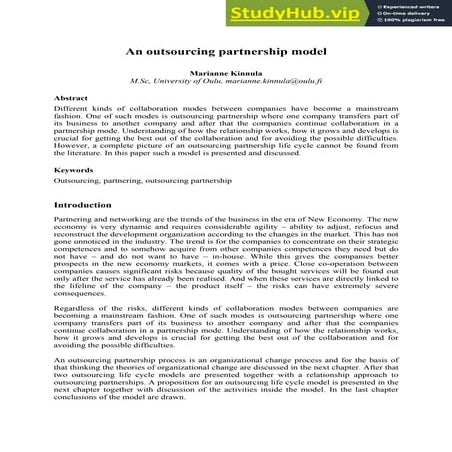 An Outsourcing Partnership Model | PDF