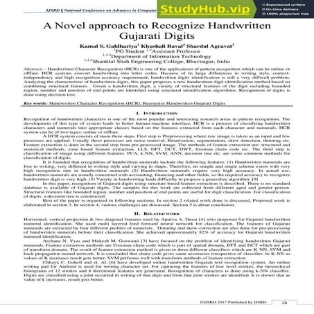 A Novel Approach To Recognize Handwritten Gujarati Digitspdf Computing Technology And Computing