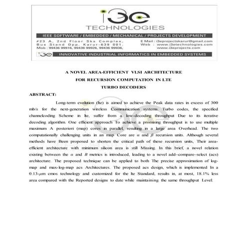 A Novel Area Efficient Vlsi Architecture For Recursion Computation In