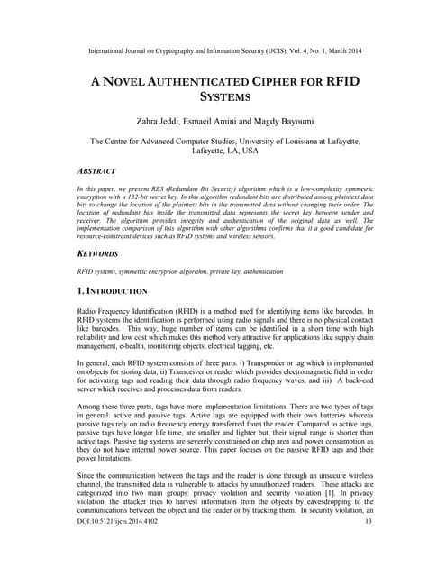 Secured authentication of radio-frequency identification system using PRESENT block cipher | PDF