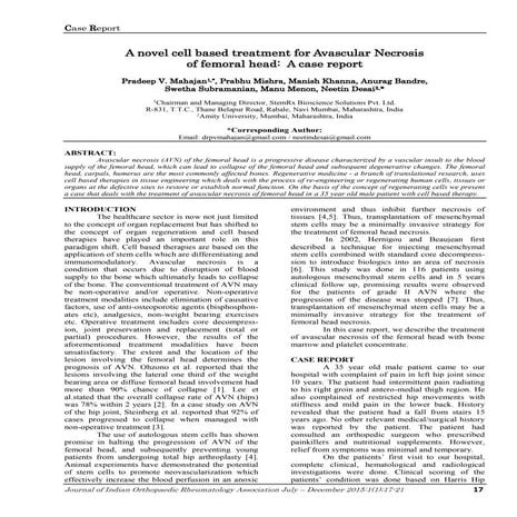 Stemcell Research Paper on avascular necrosis-AVN-by Dr.Pradeep Mahajan | PDF