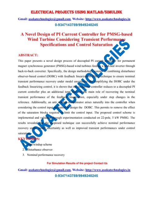 A Novel Design Of Pi Current Controller For Pmsg Based Wind Turbine