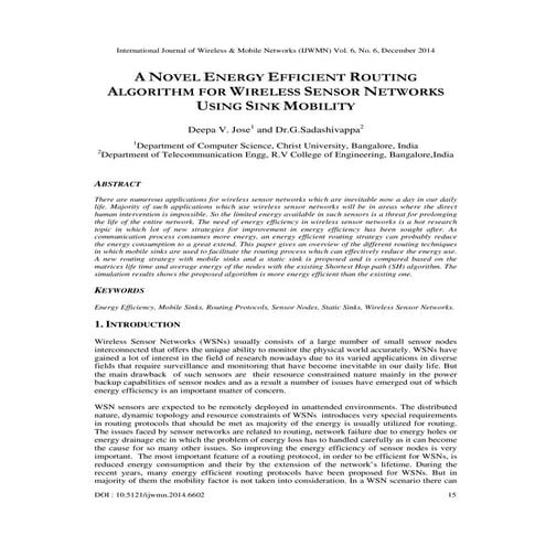 A Novel Energy Efficient Routing Algorithm For Wireless Sensor Networks Using Sink Mobility Pdf 