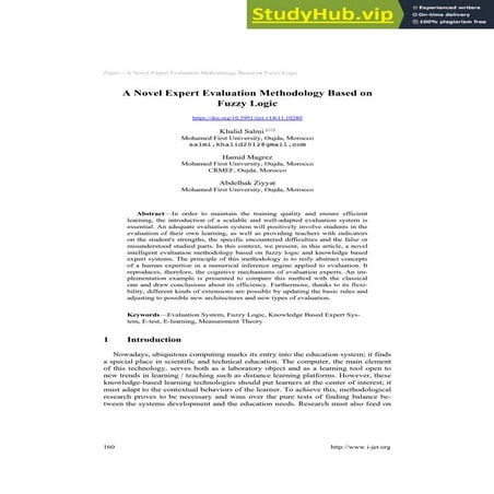 A Novel Expert Evaluation Methodology Based On Fuzzy Logic | PDF