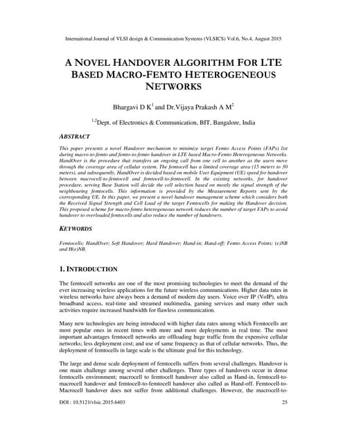 A Novel Handover Algorithm For Lte Pdf Computer Networking Computing