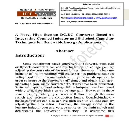 A novel high step up dcdc converter based on integrating coupled inductor and switched-capacitor ...