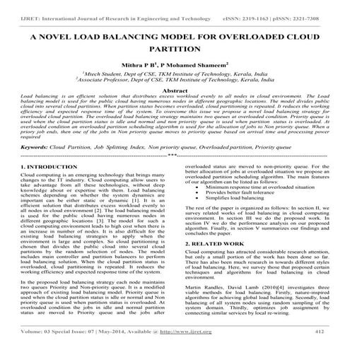A Novel Load Balancing Model For Overloaded Cloud Pdf