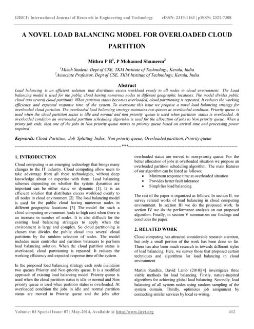 A Novel Load Balancing Model For Overloaded Cloud Pdf