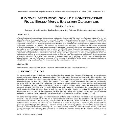 A novel methodology for constructing rule based naïve bayesian classifiers | PDF | Databases ...