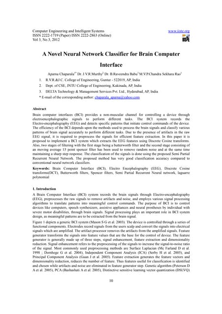 A Novel Neural Network Classifier For Brain Computer Pdf