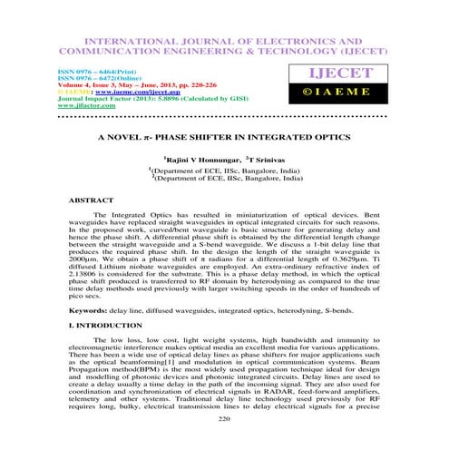A novel p phase shifter in integrated optics | PDF