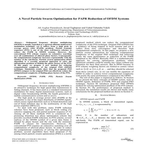 A Novel Particle Swarm Optimization For Papr Reduction Of Ofdm Systems Pdf