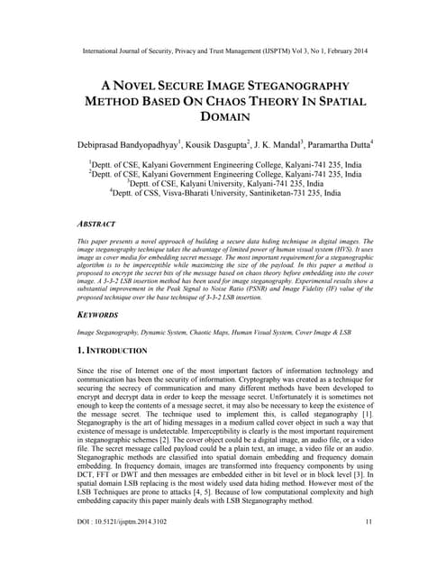 A Novel Secure Image Steganography Method Based On Chaos Theory In Spatial Domain Pdf
