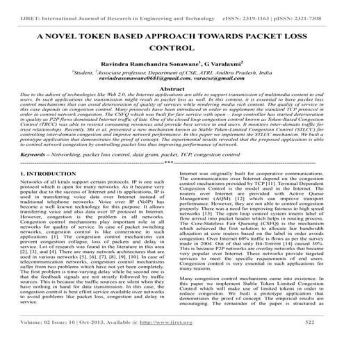 A novel token based approach towards packet loss control | PDF