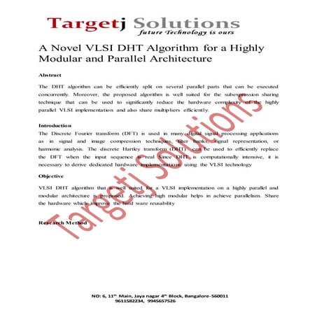 A Novel Vlsi Dht Algorithm For A Highly Pdf 