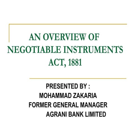 AN OVERVIEW-N I ACT 1881 and its description | PPT