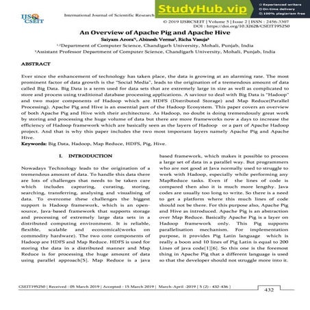 An Overview Of Apache Pig And Apache Hive | PDF | Programming Languages | Computing