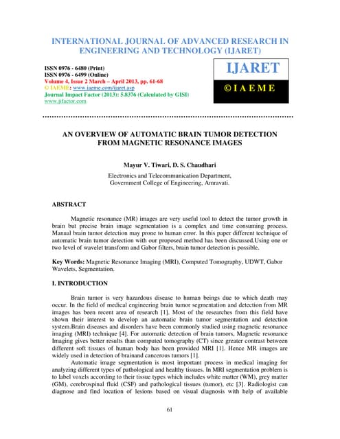 Automated Brain Tumor Detection And Segmentation From Mri Images Using