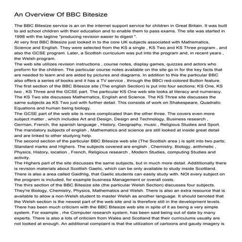 An Overview Of BBC Bitesize