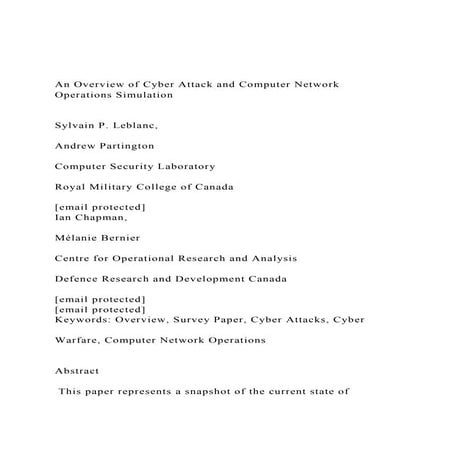 An Overview Of Cyber Attack And Computer Network Operations Sidocx Computer Networking