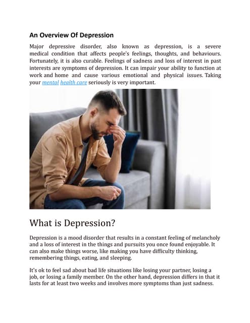 What is Depression: understand the key points | PDF