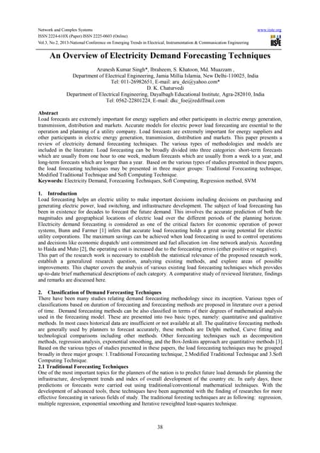 Electric Load Forecasting Pdf