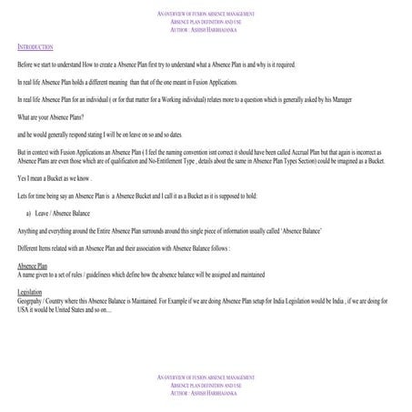 Fusion absence management explained with examples | PDF