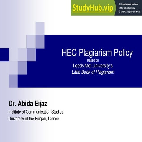 An Overview Of HEC Plagiarism Policy | PDF