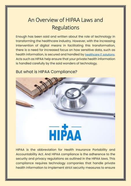 What Are The HIPAA Rules And How To Ensure HIPAA Compliance | PPT