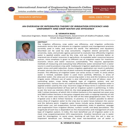 AN OVERVIEW OF INTEGRATED THEORY OF IRRIGATION EFFICIENCY AND UNIFORMITY AND CROP WATER USE ...