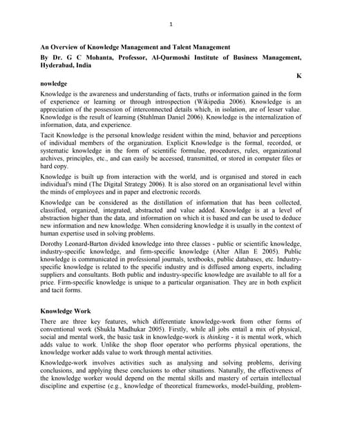 Knowledge Workers Principles Of Management Pptx